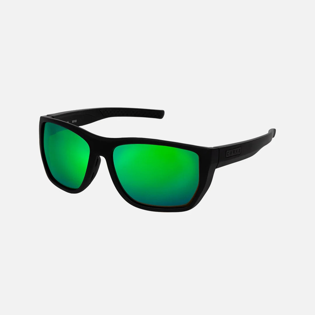 Carbon - Matte Black Frame - Green Iridium Polarized Mineral Glass Len