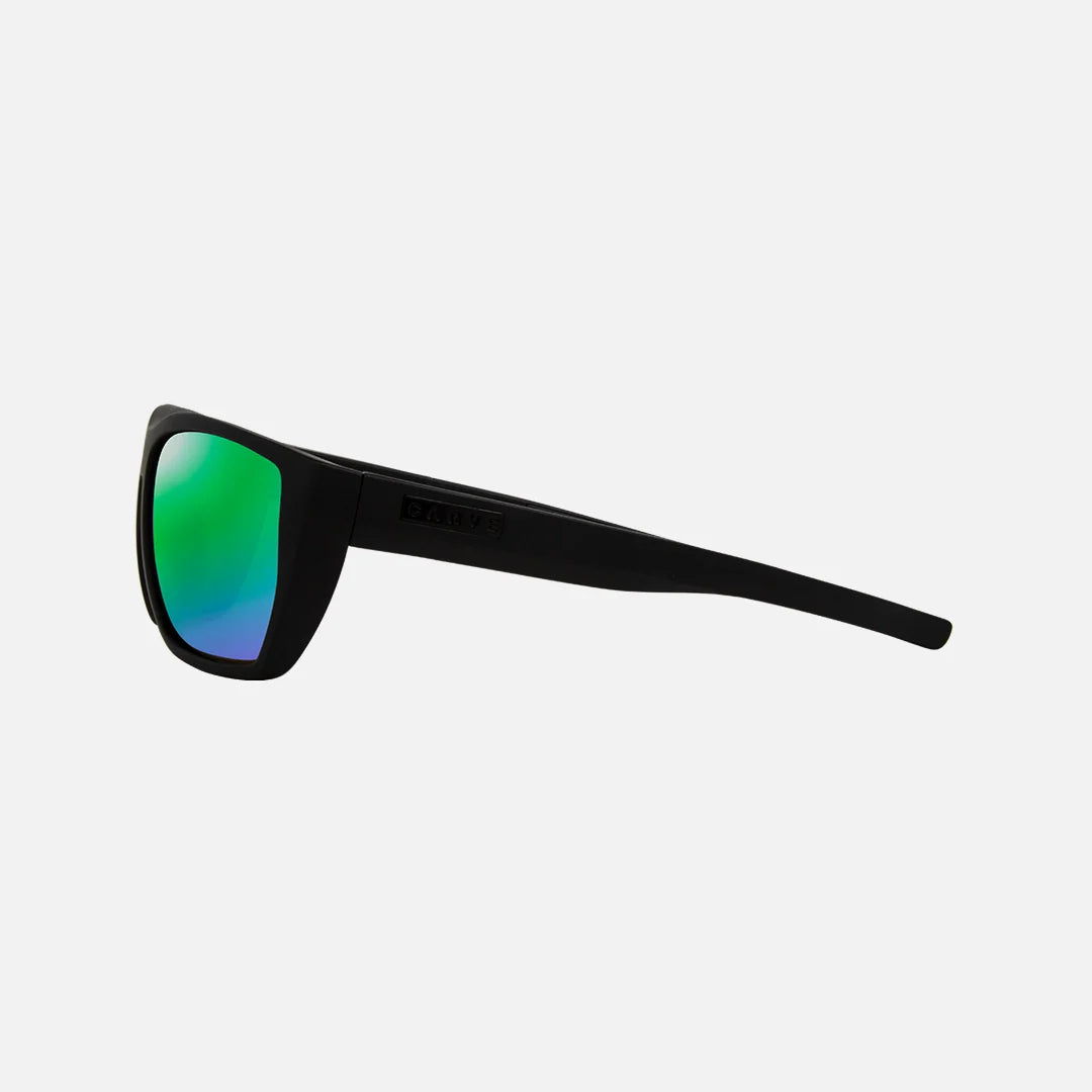 Carbon - Matte Black Frame - Green Iridium Polarized Mineral Glass Len