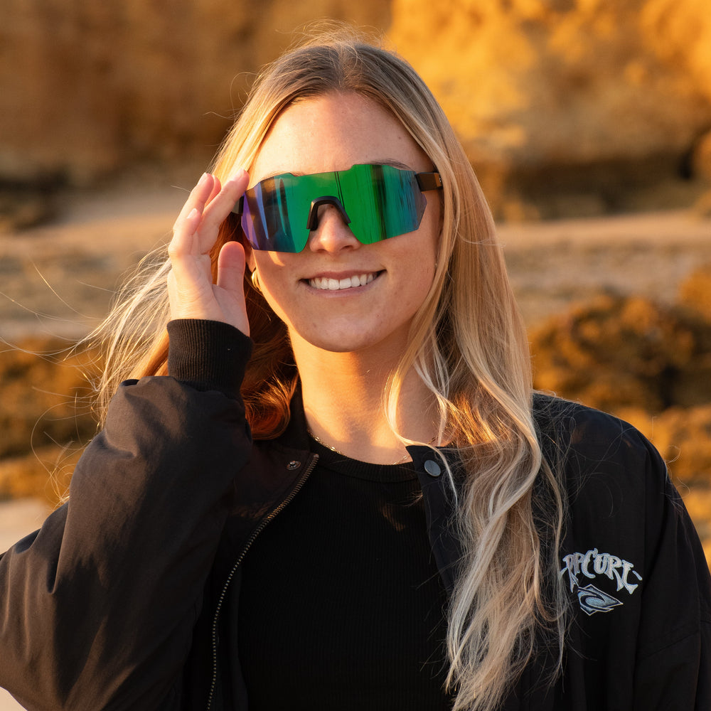 Level Up - Matte Black with Green Iridium Lens